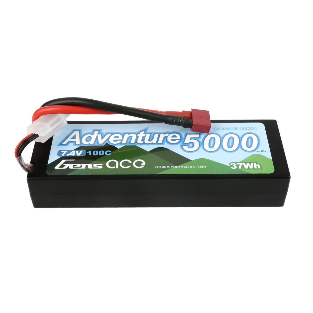 Gens Ace 2S Adventure 5000mAh 7.4V 100C Hardcase/Hardwired LiPo Batter