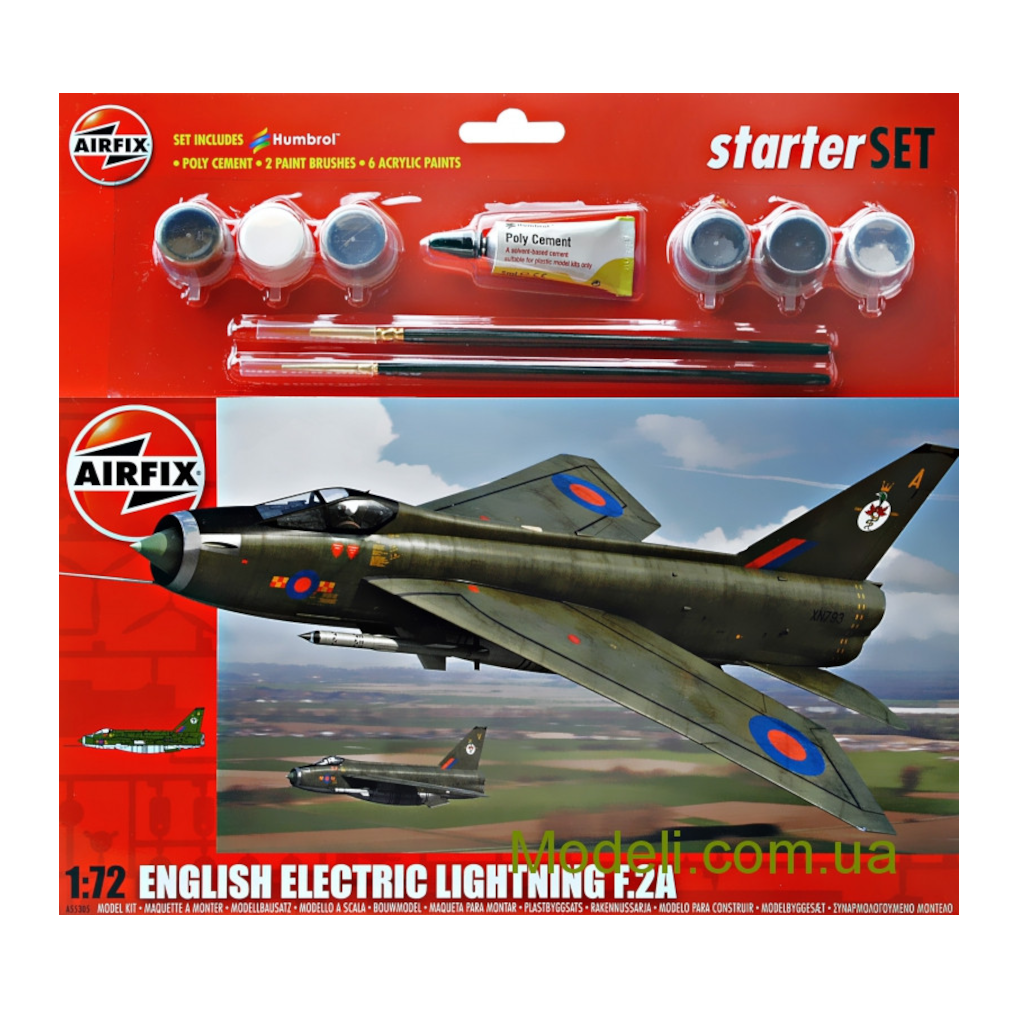 Airfix 1/72 English Electric Lightning F2A Starter Set Plastic Model K